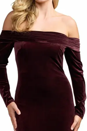 Mac Duggal Velvet Off-the-shoulder Long Sleeve Mermaid Gown