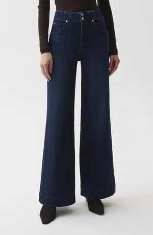 PISTOLA Lana Double Button High Waist Wide Leg Jeans