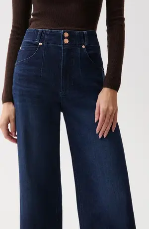 PISTOLA Lana Double Button High Waist Wide Leg Jeans