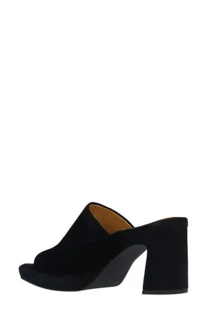 L'AMOUR DES PIEDS Kashi Leather Peep Toe Mule - Black