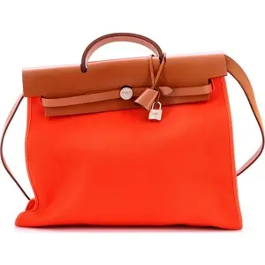 Hermès Herbag Zip Leather And Toile 39 - Orange