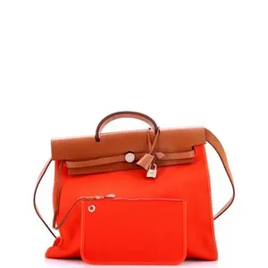 Hermès Herbag Zip Leather And Toile 39 - Orange