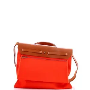 Hermès Herbag Zip Leather And Toile 39 - Orange