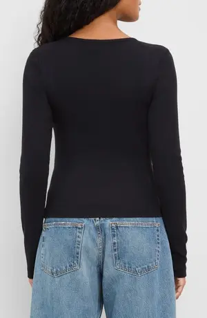 Michael Stars Stacie Shirred Surplice Top - Black