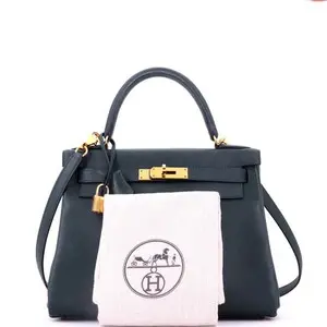 Hermès Kelly Handbag Evercolor With Gold Hardware 28 - Green