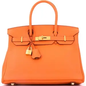Hermès Birkin Handbag Clemence With Gold Hardware 30 - Orange