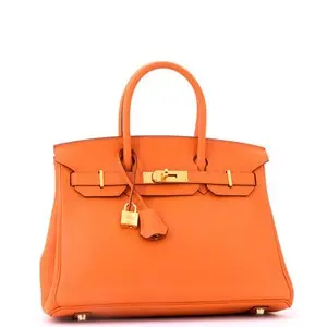 Hermès Birkin Handbag Clemence With Gold Hardware 30 - Orange