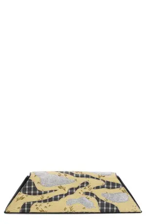 BEHNO Diana Floral Leather Clutch Black/yellow