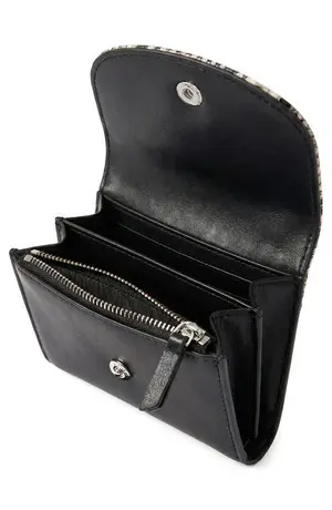 Veronica Beard Snakeskin Embossed Flap Leather Card Holder