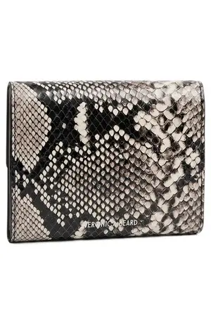 Veronica Beard Snakeskin Embossed Flap Leather Card Holder