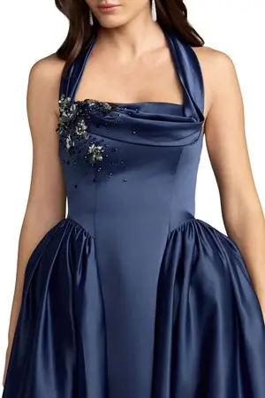 Mac Duggal Sleeveless Open Back Satin Ball Gown