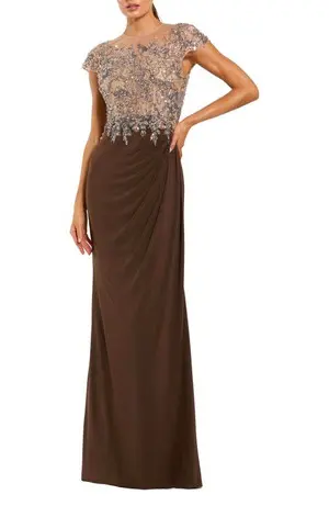 Mac Duggal Petite Crystal-embellished Jersey Evening Gown