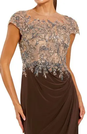 Mac Duggal Petite Crystal-embellished Jersey Evening Gown