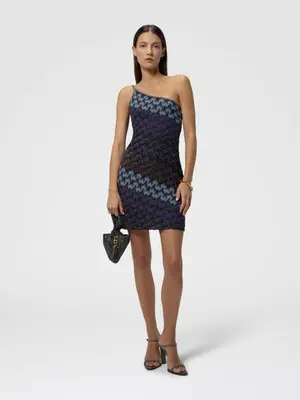 Missoni One-shoulder Viscose Lamé Mini Dress