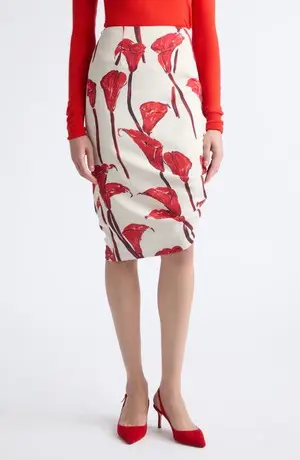 Carolina Herrera Floral Asymmetrical Skirt - Ceramic Multi