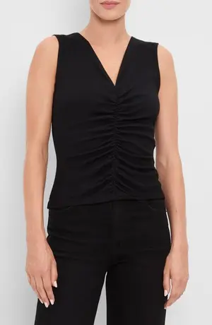Michael Stars Michael Stars Lune Shirred Front Tank Black