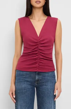 Michael Stars Michael Stars Lune Shirred Front Tank Claret