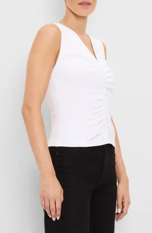 Michael Stars Lune Shirred Front Tank - White