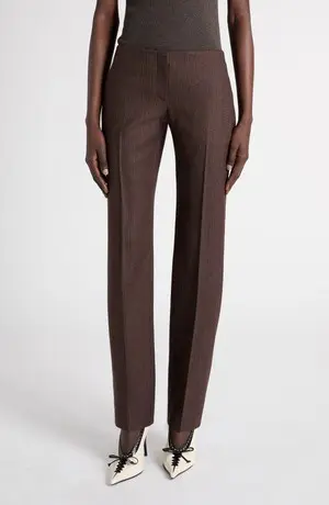 Alexander McQueen Striped Wool Cigarette Trousers - Cedar