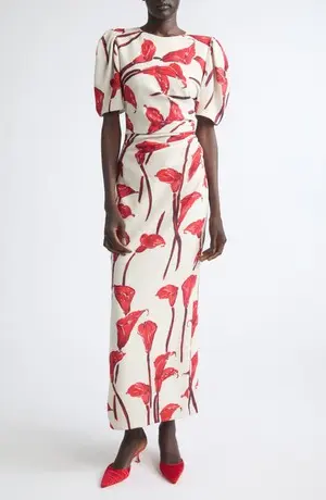 Carolina Herrera Floral Silk Ankle Length Gown
