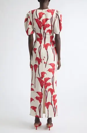 Carolina Herrera Floral Silk Ankle Length Gown