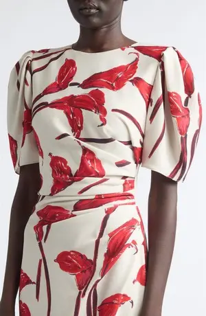 Carolina Herrera Floral Silk Ankle Length Gown