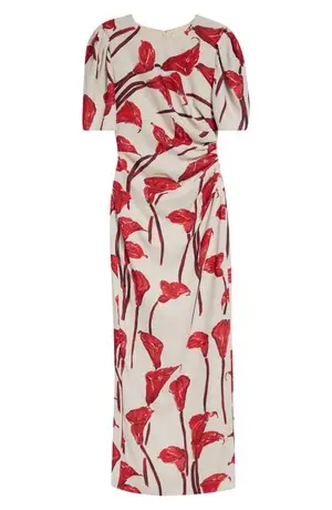 Carolina Herrera Floral Silk Ankle Length Gown