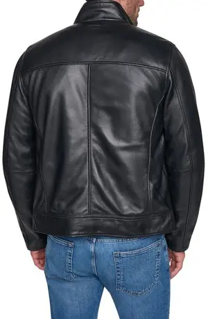 Andrew Marc Stand Collar Leather Jacket
