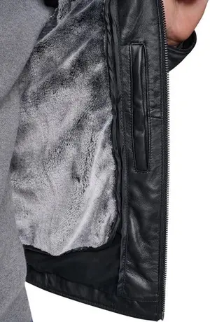 Andrew Marc Stand Collar Leather Jacket