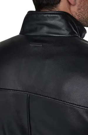 Andrew Marc Stand Collar Leather Jacket