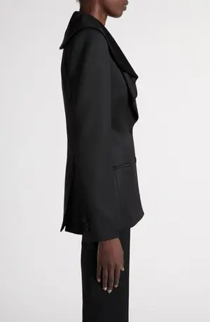 Alexander McQueen Ruffle Neck Wool Jacket