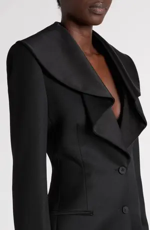Alexander McQueen Ruffle Neck Wool Jacket