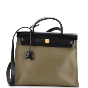 Hermès Herbag Zip Berline Vache Canvas And Leather 31