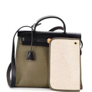 Hermès Herbag Zip Berline Vache Canvas And Leather 31