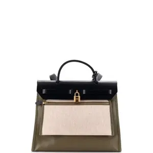 Hermès Herbag Zip Berline Vache Canvas And Leather 31