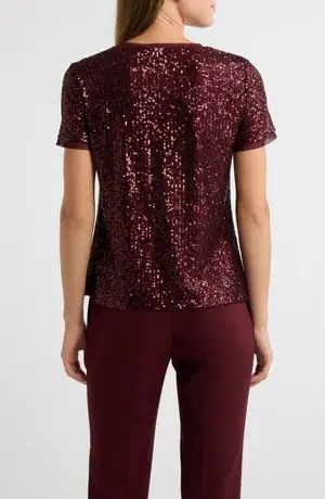 Anne Klein Sequined Short Sleeve T-shirt