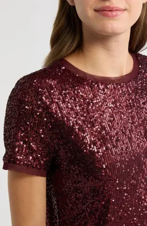 Anne Klein Sequined Short Sleeve T-shirt