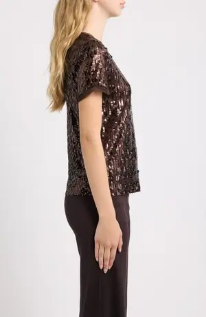 Anne Klein Sequin Short Sleeve Top