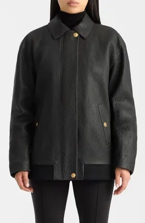Mackage Rosemary Pebbled Leather Jacket - Black