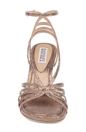 Badgley Mischka Russell Ii Metallic Embossed Leather Ankle Strap Sandal