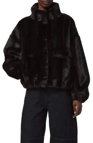 Apparis Iris Shaved Faux Mink Bomber Jacket