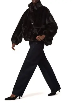 Apparis Iris Shaved Faux Mink Bomber Jacket