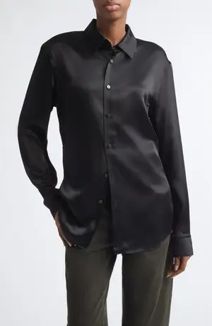 Eckhaus Latta Molten Satin Button-down Shirt