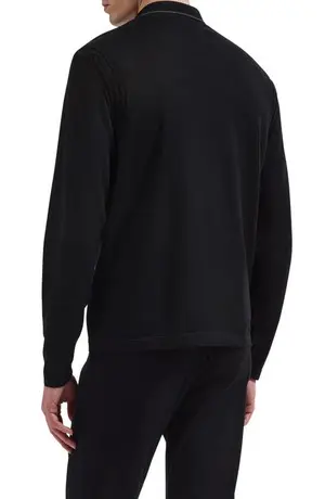 Bugatchi Merino Wool Polo Sweater - Black