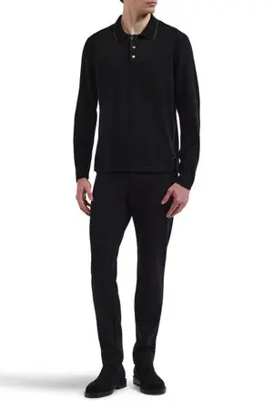 Bugatchi Merino Wool Polo Sweater - Black