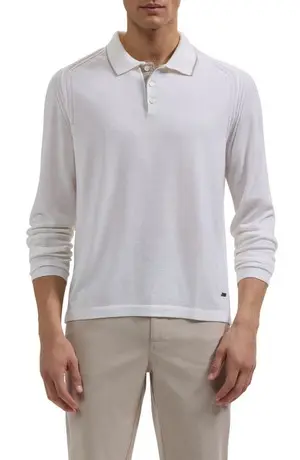Bugatchi Merino Wool Polo Sweater Chalk
