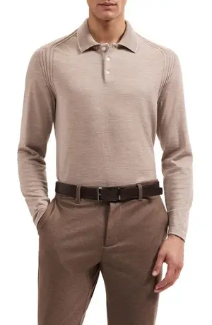 Bugatchi Merino Wool Polo Sweater Cobblestone