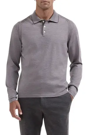 Bugatchi Merino Wool Polo Sweater Graphite