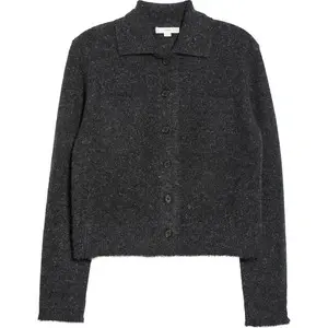 Vince Shrunken Donegal Cashmere Cardigan - Dk Charcoal Donegal