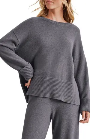 Splendid Haven Crewneck Cotton Blend Sweater - Ash Navy Blue